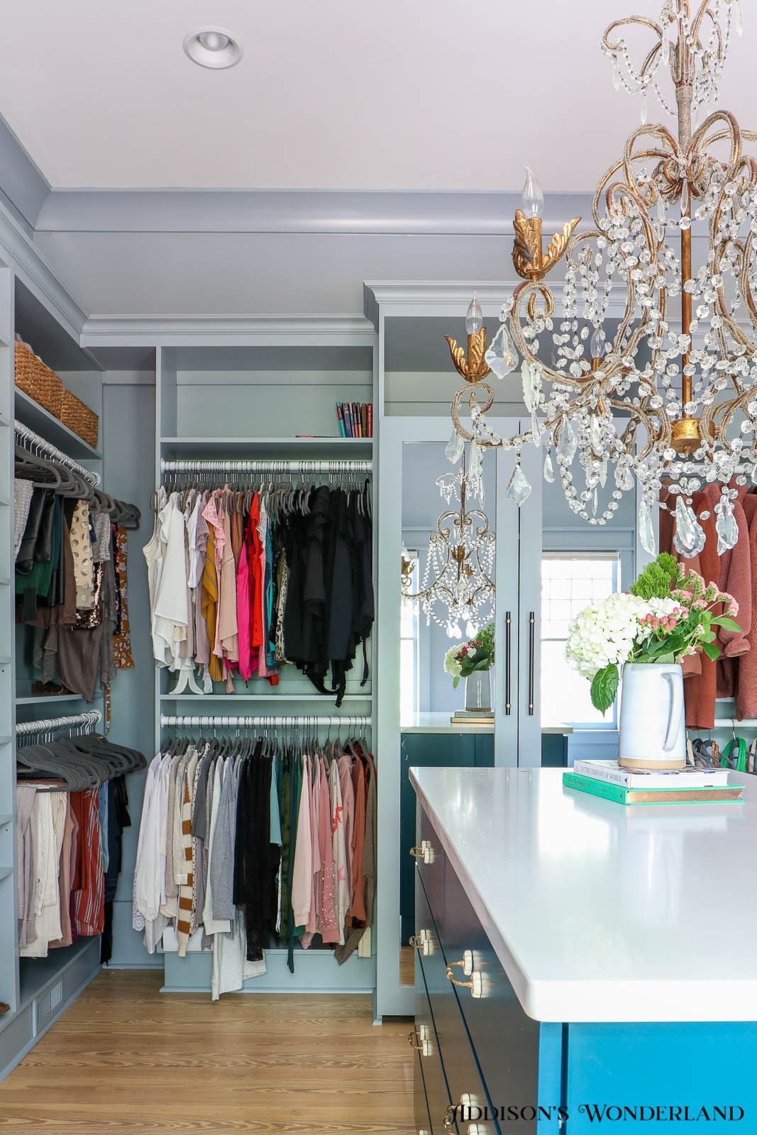Step Inside Our Teal on Powder Blue Custom Main Closet… - Addison's ...