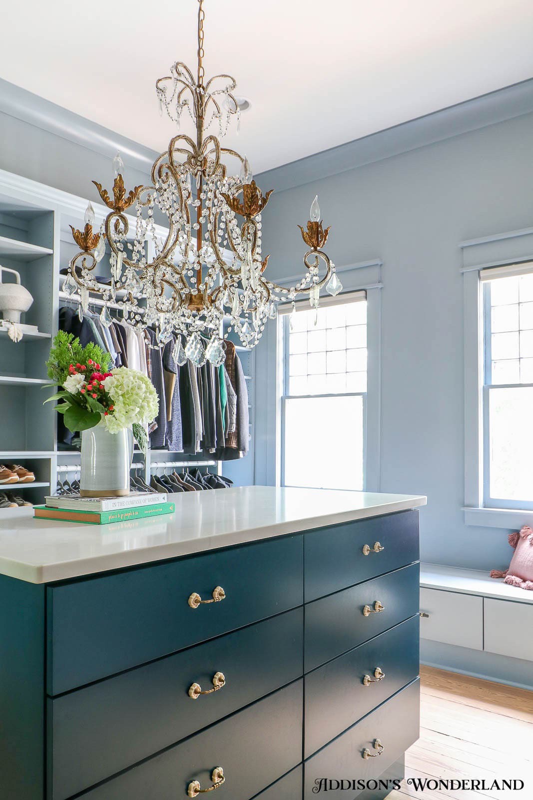 Step Inside Our Teal on Powder Blue Custom Main Closet… - Addison's ...