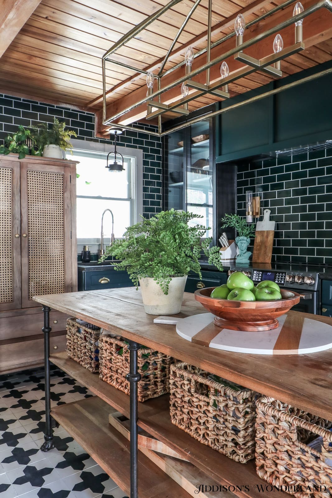 The Final Reveal of our Green on Green Cabin “Un-Kitchen” Kitchen ...