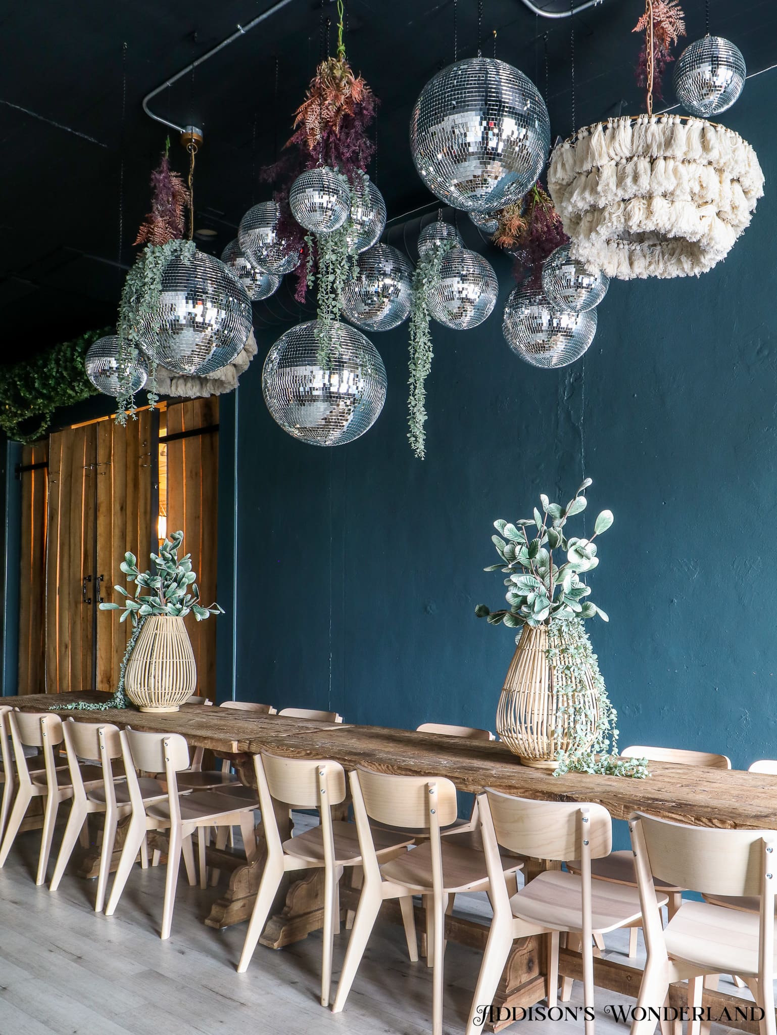 Our Addison’s Wonderland Event Space Disco Ball Installation! - Addison ...