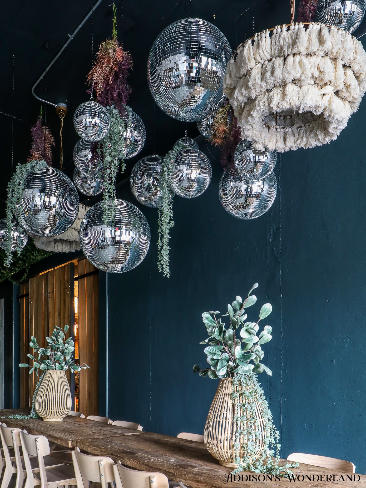 Our Addison’s Wonderland Event Space Disco Ball Installation! - Addison ...